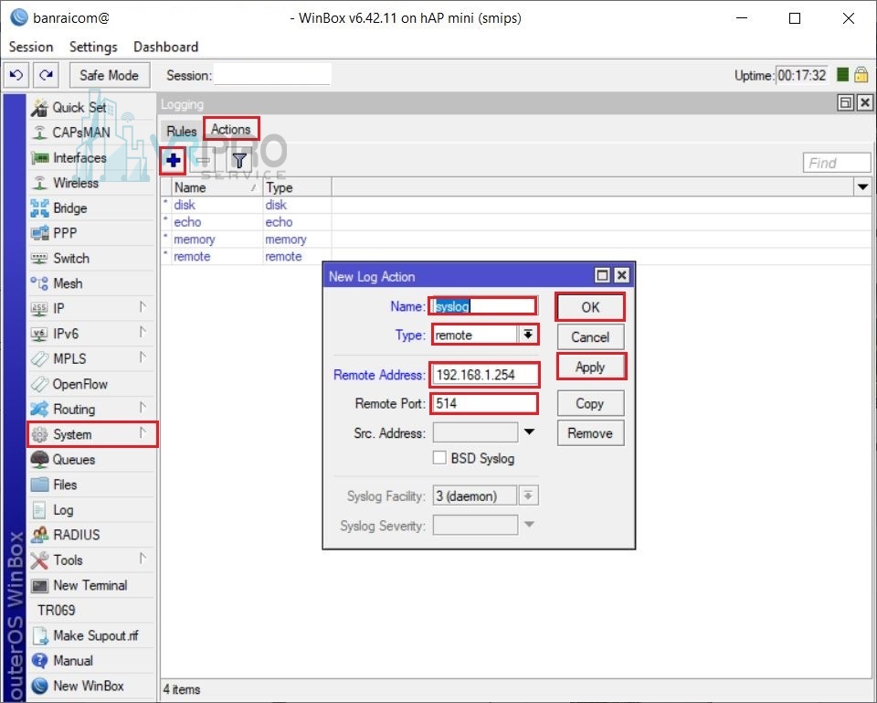 [Trick] วิธีเก็บ Log & ส่ง Log MikroTik To Kiwi Syslog